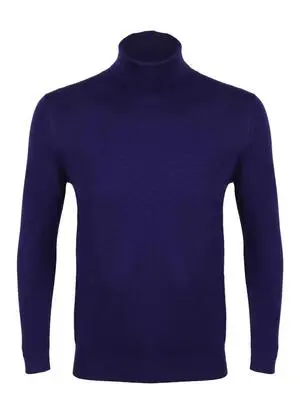 DAVID WEJ Dixon Light Wool Roll Neck Jumper – Royal - Blue