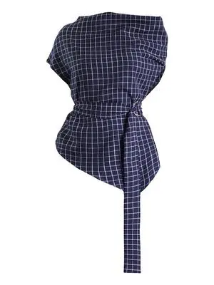 MEEM LABEL Theo Grid Asymmetric Top Blue