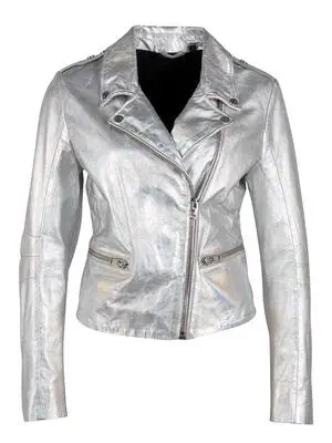 Mauritius Metallic Leather Jacket Adeni - Silver
