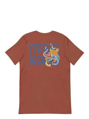ANCHOR & CREW Clay Think Ocean Octopus Fluorescence Cotton Embroide T-shirt - Red