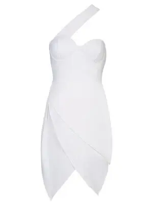 THE GT ATELIER One Shoulder Strap Surreal Dress - White