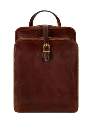 TIME RESISTANCE Convertible Leather Backpack Shoulder Bag Clarissa - Brown