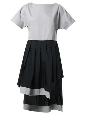 METAMORPHOZA Two-toned Asymmetrical Denim Tunic Dress - Grey