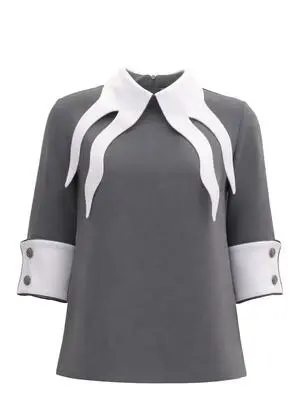 JULIA ALLERT Semi-formal Blouse With Double Contrasting Details - Grey