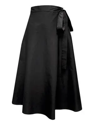 FROCK TALES Illusion Wrap Midi Skirt In With Pockets - Black