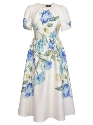 GIRL IN MIND Janet Floral Midi Dress - Blue