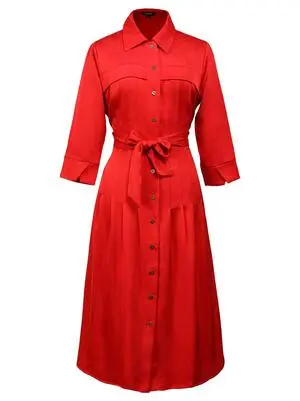 SMART AND JOY Stitched Pleats Shirt-dress - Red