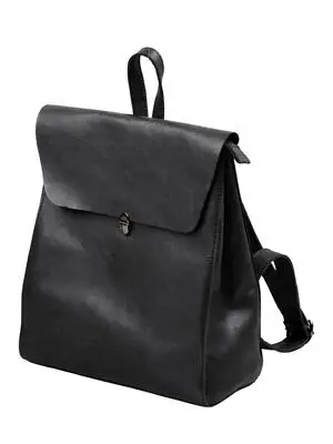 TOURI Leather Minimalist Backpack - Black