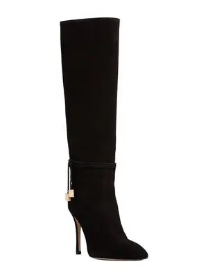 BEAUTIISOLES BY ROBYN SHREIBER Suede Knee-high Stiletto Boots - Black