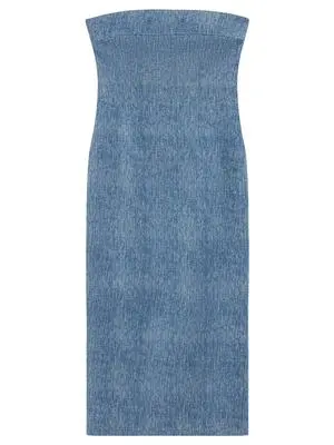 NOCTURNE Stone-detail Strapless Midi Dress - Blue