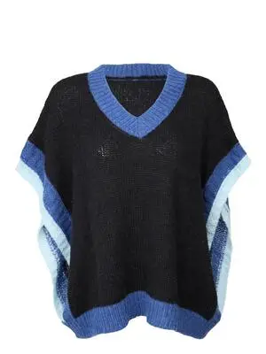 Saachi Colorblock Knit Sweater Vest - Black