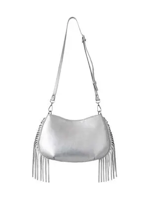 F3ROG BY RANA Crossbody Mini Gordon Fringe Bag - Silver