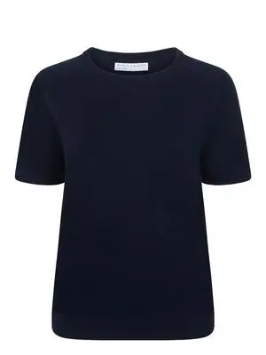 PAUL JAMES KNITWEAR Ultra Fine Cotton Saddle Shoulder Knitted T-shirt - Blue