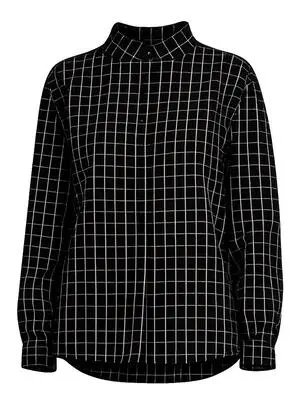TANTRA SPAIN SL Checkered Shirt With Mandarin Collar And Embroidery On The Shoulder And Back - Black