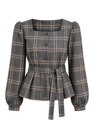 Mind Traveler Beth Checked Blouse - Grey