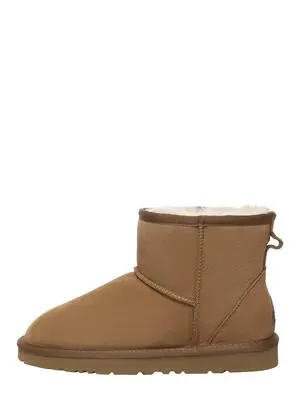 EVERAU AUSTRALIA Ostrich Leather Short Boots In Chestnut - Gold