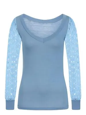 SOPHIE CAMERON DAVIES Lace Sleeve Top - Blue