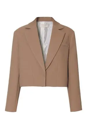 AGGI BY HALEWSKI Neutrals Amanda Classic Short Single Breasted Blazer - Beige