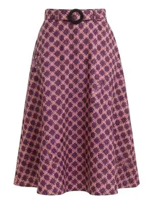 IN OUR NAME Kipipiri Printed Midi Skirt With Beaded Buckle - Orange