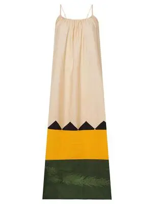 DHARA SHETH, DUBAI Black / Green / Yellow Beyond The Horizon Spaghetti Strap Cotton Maxi Dress White ,yellow & Green - Black/green/yellow
