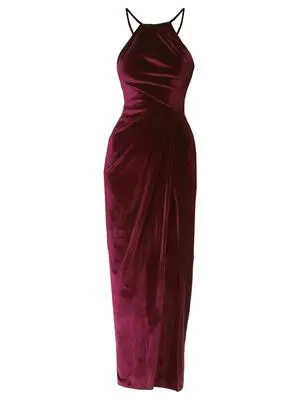 ANGELIKA JOZEFCZYK Velvet Burgundy Drapped Dress Sofia - Red