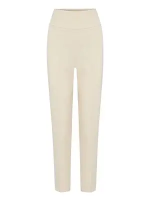 EXQUISE Neutrals Straight Fit Back Detail Trousers Ecru - Beige