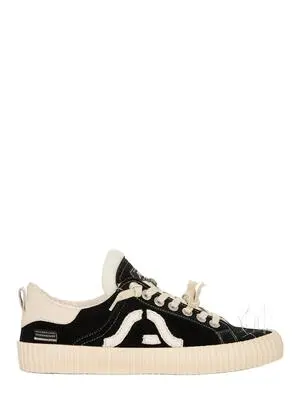 SPRINGA | UNIQUE VULCANIZED SNEAKERS ITALIAN HANDMADE Wavy Suede Embroidery Sneakers - Black