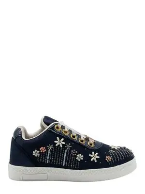 RETTROSE Rettrose Luella Luxury Embellished Satin Sneakers Blue