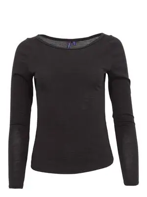 LORDS OF HARLECH Carly Merino Long Sleeve Crewneck Shirt - Black