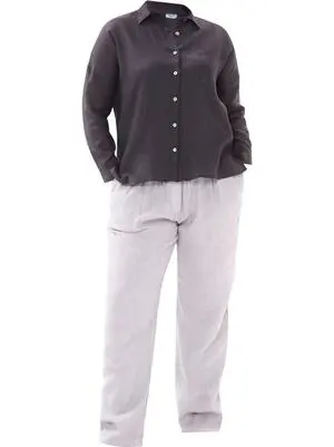 Haris Cotton Plus Knot Waist Pocket Patched Linen Pants - White
