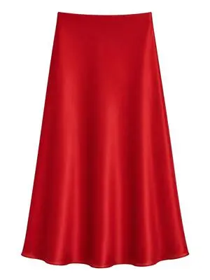 NOCTURNE Pleated Midi Skirt - Red