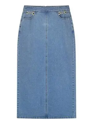 RAVE ON TREND Horsebit Denim Skirt Light Wash - Blue