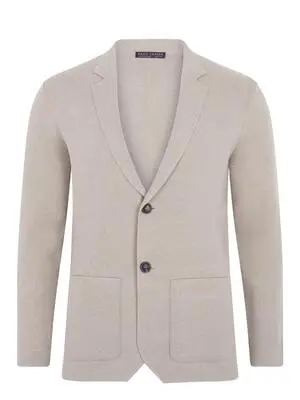 PAUL JAMES KNITWEAR Cotton Deconstructed Knitted Gabriel Blazer Fawn - Brown