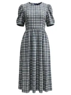 BEIRA Flora Dress – Check Cotton - Blue