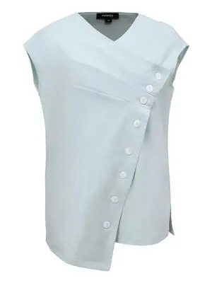 SMART AND JOY Double Breasted Pleated Asymmetric Top Mint - Green