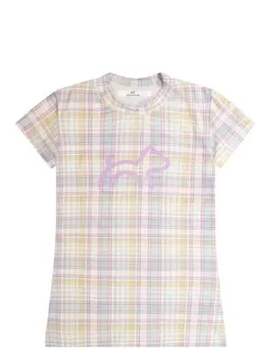CLOUD HAVEN Fitted Signature Print Tee In Plaid - Pink