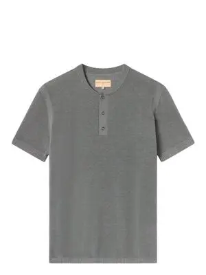 WESTON JON BOUCHER Ss Mandarin Collar Slim Fit Knit Henley - Slate Grey