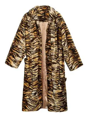 PALOMA LIRA Tiger Print Fur Coat - Brown