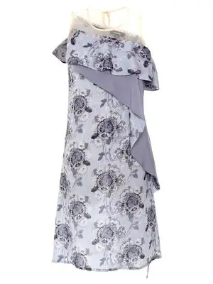 SMART AND JOY Asymmetric Flower Print Dress- & Purple - Pink