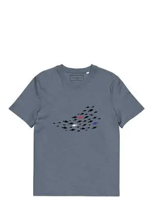 ANCHOR & CREW Heather Fish Where's William Going? Organic Cotton T-shirt - Blue