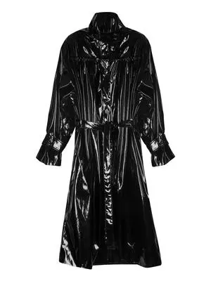 PALOMA LIRA Vinyl Draped Trench Coat - Black