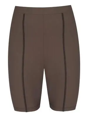NO'DESIGN Khaki Biker Shorts With Flatlock Detail - Green