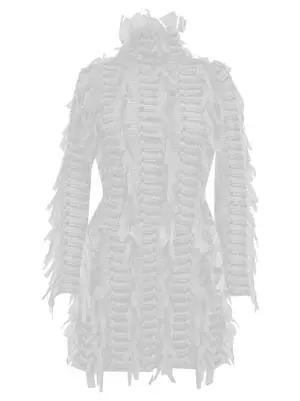 SARAH REGENSBURGER Swan Dress With Fringe Detail - White