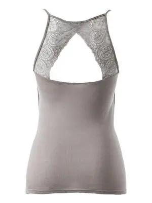AROMATIQUE Cotton Camisole With Exquisite Leavers Lace Ash - Grey