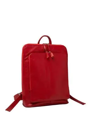 HIDES LEATHER CO. Minimal Handmade Genuine Leather Backpack Tech - Red