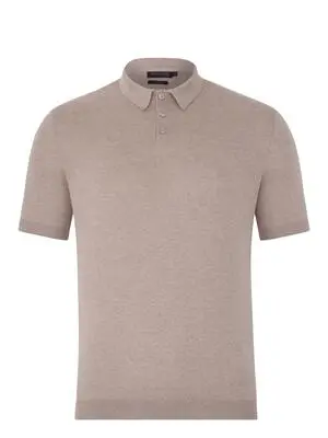 PAUL JAMES KNITWEAR Ultra Fine Cotton Earl Short Sleeve Polo Shirt Fawn - Brown