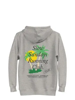 ANCHOR & CREW Heather Cotton Blend Hoodie With Tropical Graphic - Grey