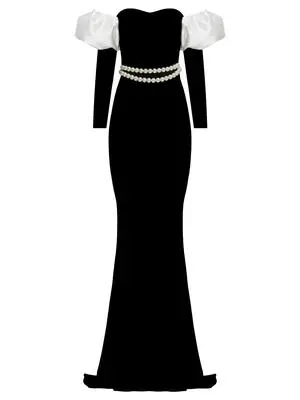 NUR KARAATA Hofburg Long Dress - Black