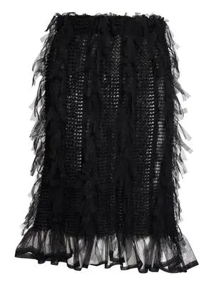 SARAH REGENSBURGER Fringe Midi Skirt - Black