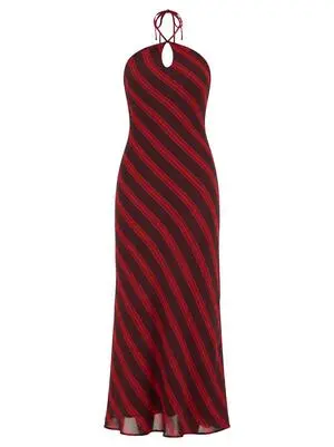 Carmen Says Striped Long Occasion Dress - Red